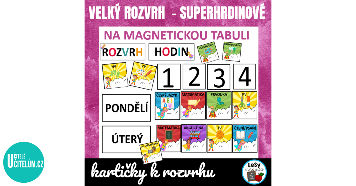 Superhrdinové - velký rozvrh hodin do třídy - Prvouka | UčiteléUčitelům.cz