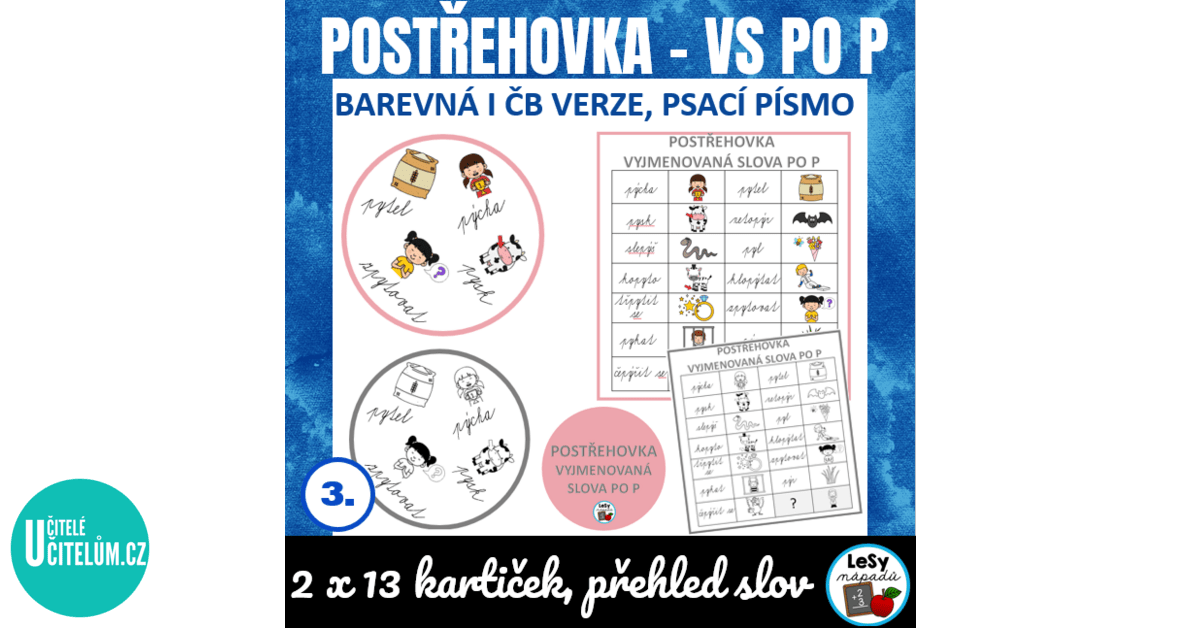 Vyjmenovaná slova po P - postřehovka (psací písmo) - Český jazyk ...