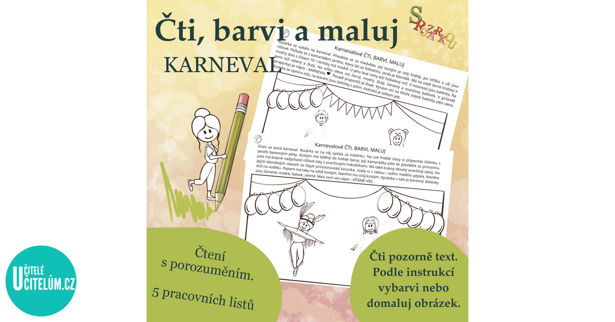 Karneval S Rozárkou – Čti, barvi a maluj - Český jazyk | UčiteléUčitelům.cz