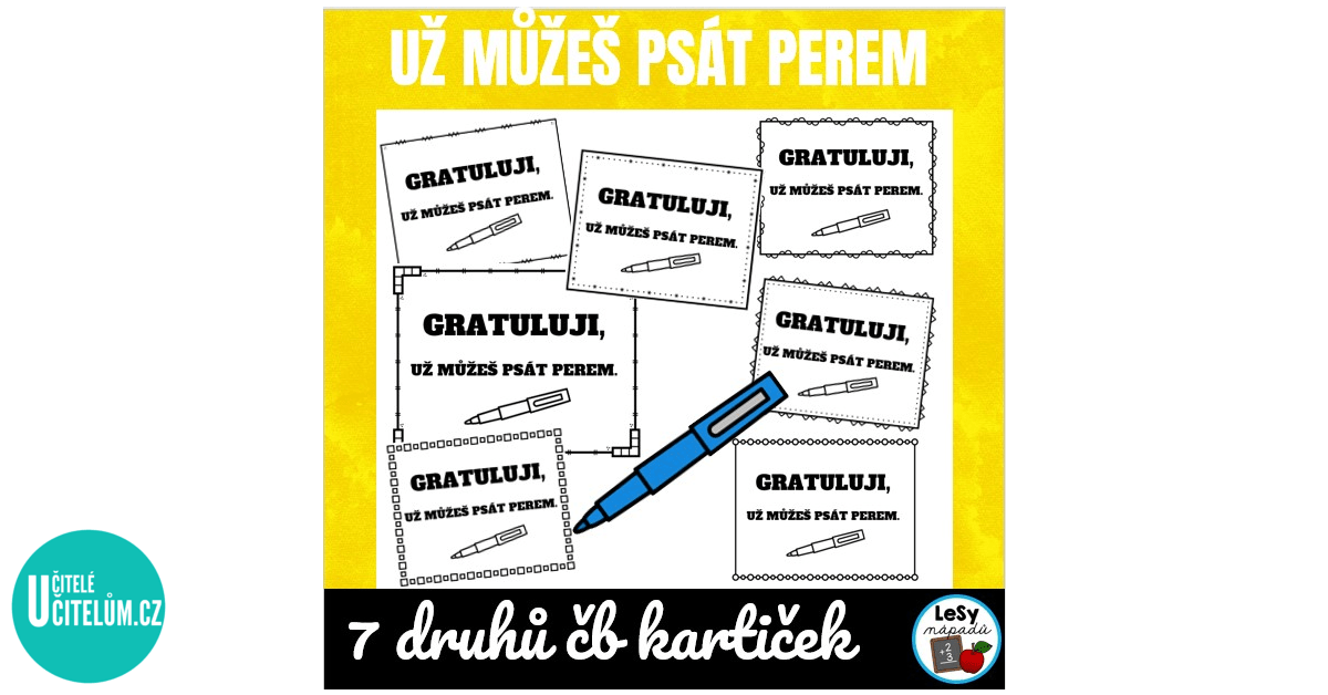 Už můžeš psát perem - čb kartičky - Český jazyk - psaní ...
