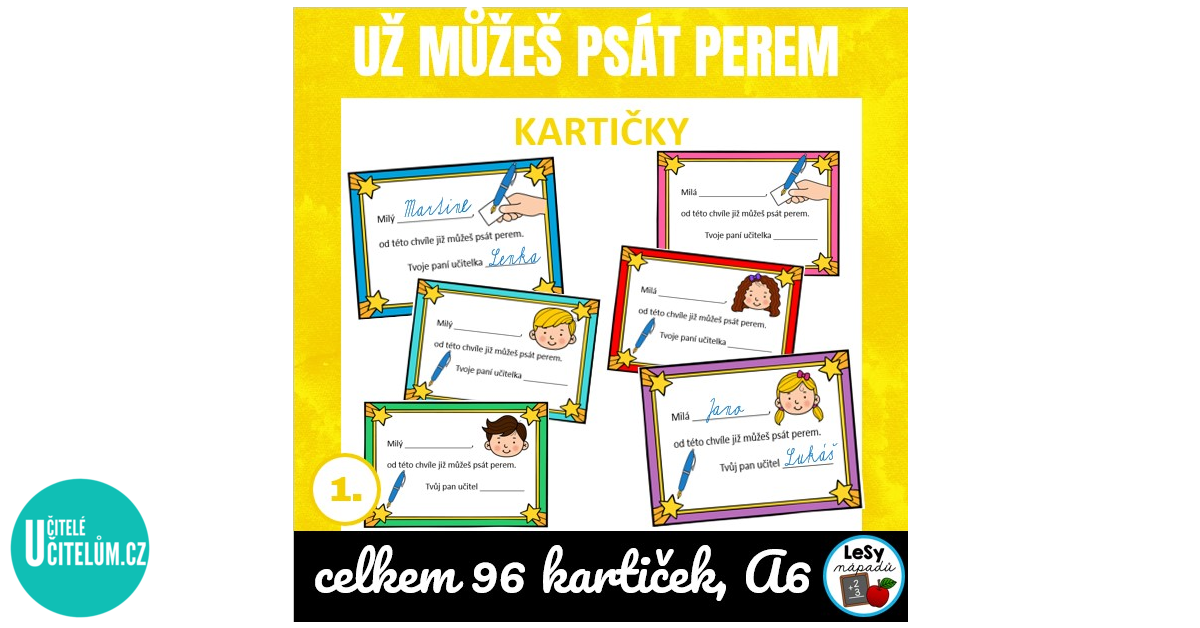 Už můžeš psát perem - barevné s hvězdami - Český jazyk - psaní ...