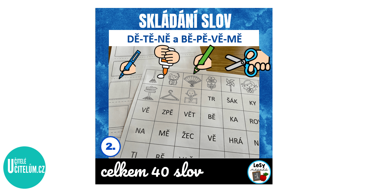 Skládání slov ze slabik - dě, tě, ně, bě, pě, vě, mě - Český jazyk ...