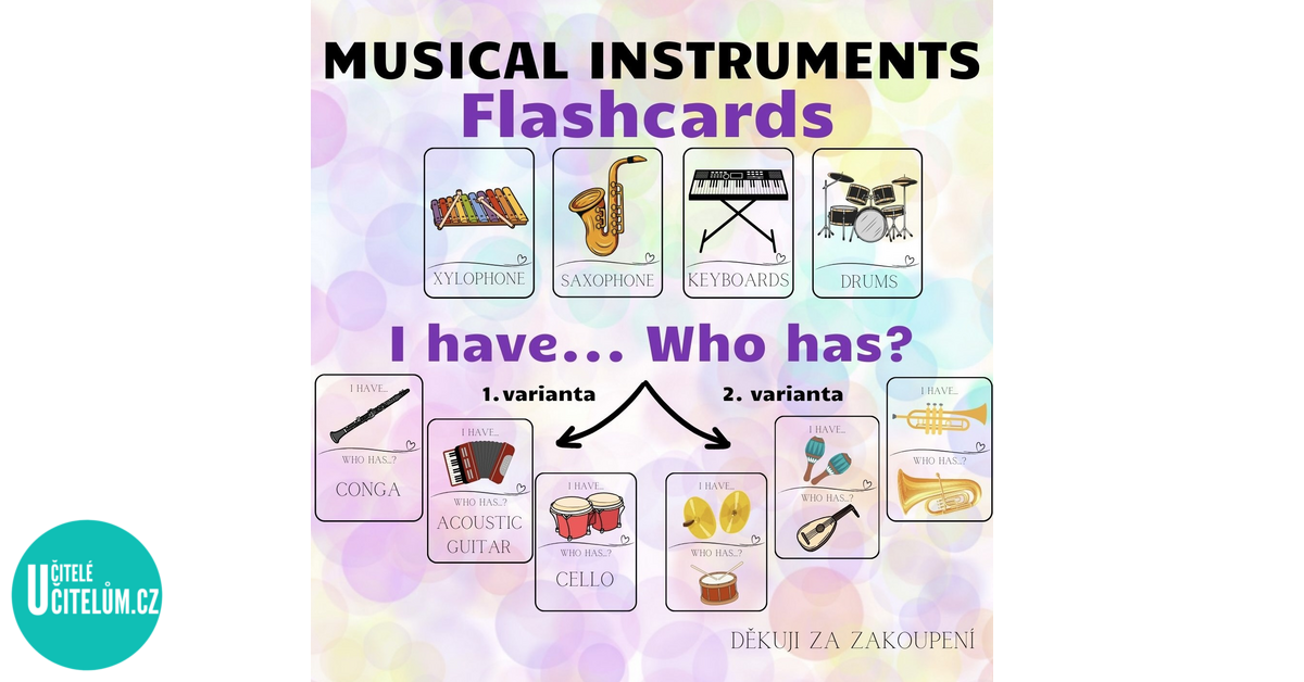MUSICAL INSTRUMENTS - flashcards, I have. Who has? - 2 varianty hry ...