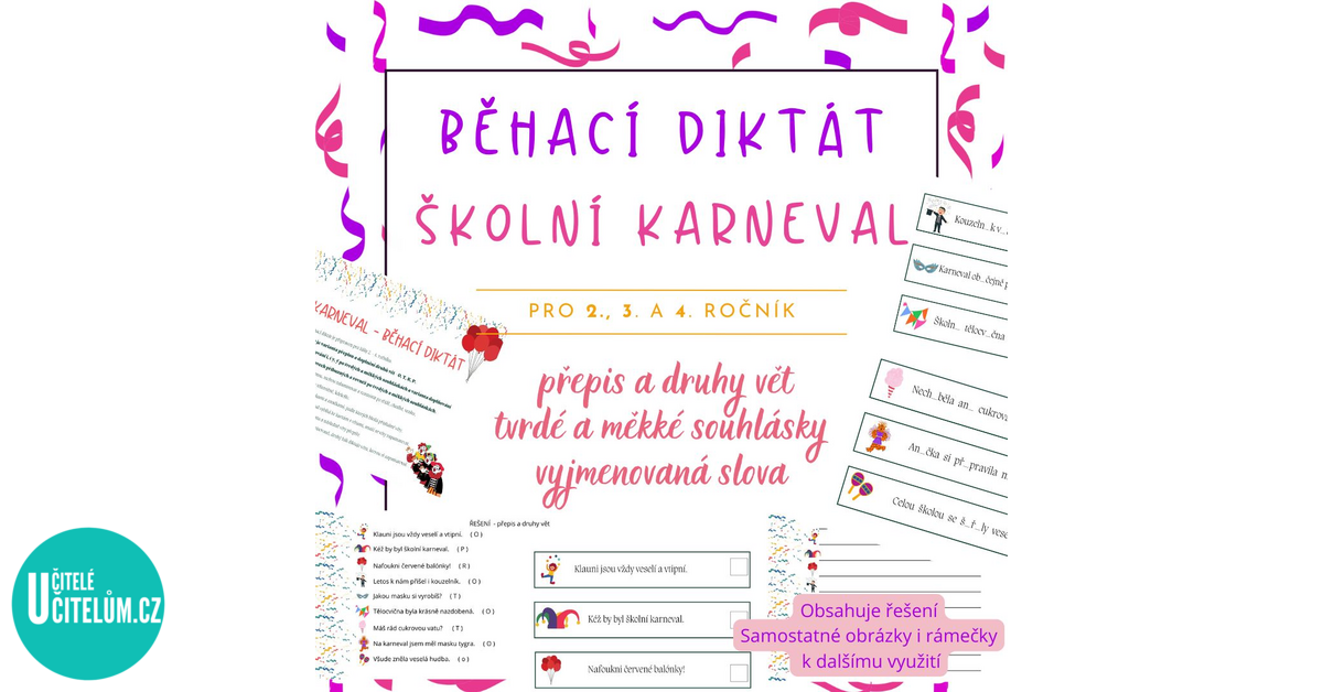Běhací diktát 2., 3., 4. ročník - ŠKOLNÍ KARNEVAL - Český jazyk ...