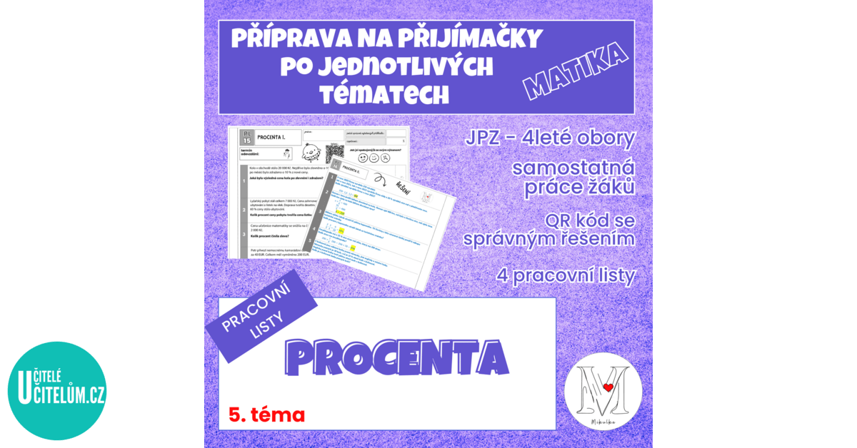 Slovní úlohy na procenta - příprava na přijímací zkoušky / přijímačky ...