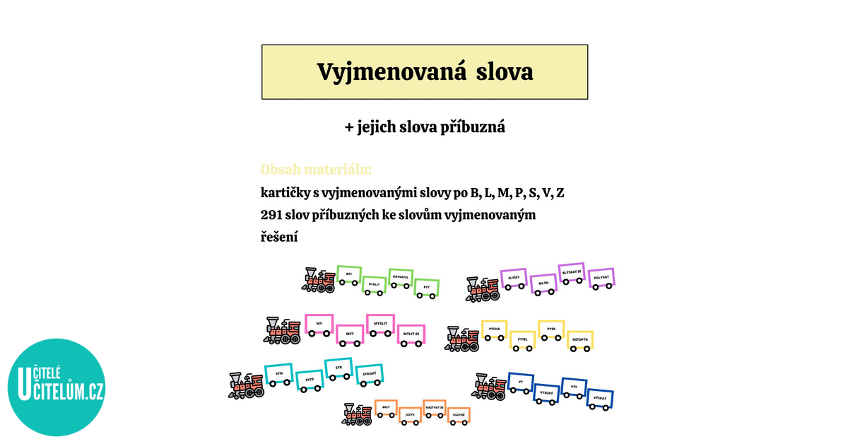 SOUBOR VYJMENOVANÝCH SLOV + jejich slov příbuzných - Český jazyk ...