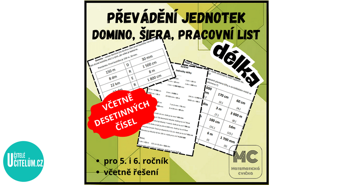 Převody jednotek délky - včetně desetinných čísel - Matematika ...