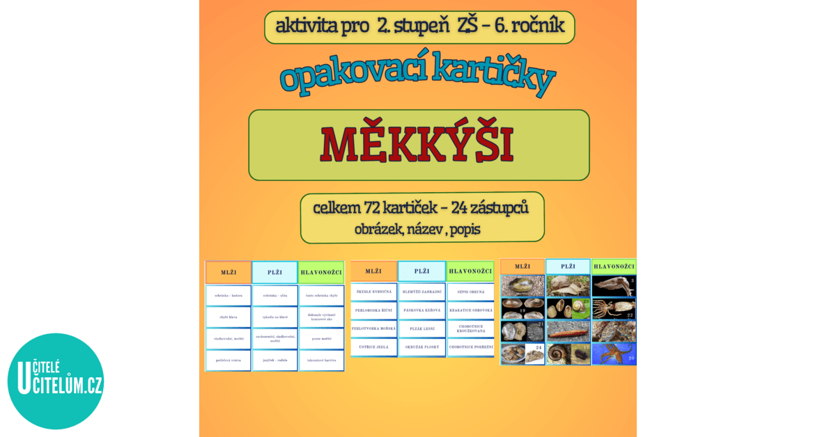 výukové kartičky MĚKKÝŠI - Biologie | UčiteléUčitelům.cz