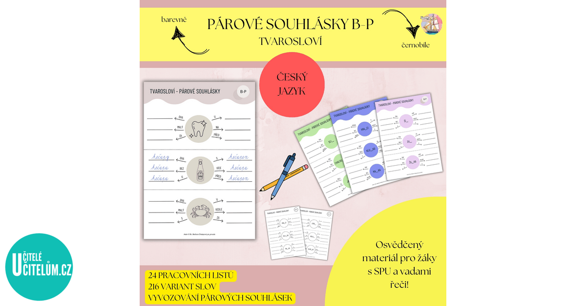 Párové souhlásky (spodoba znělosti) B-P - pracovní listy, tvarosloví ...
