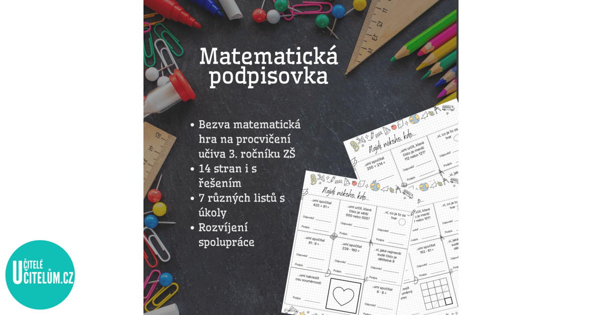 Matematická podpisovka 3.tř. - Matematika | UčiteléUčitelům.cz