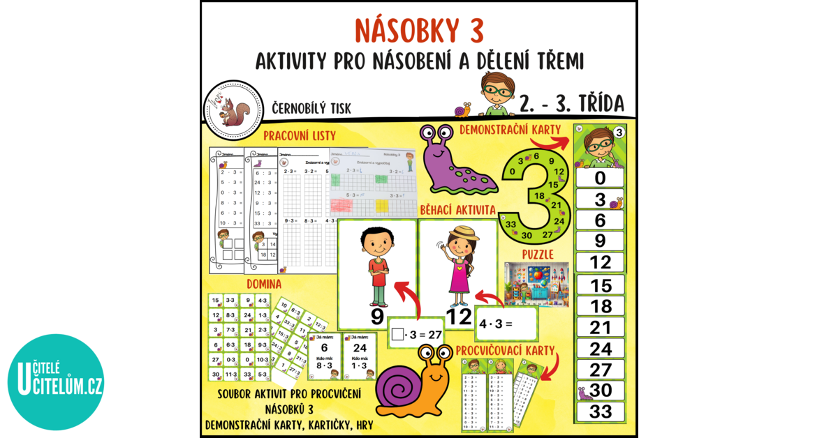 Násobky 3 - malá násobilka - Matematika | UčiteléUčitelům.cz