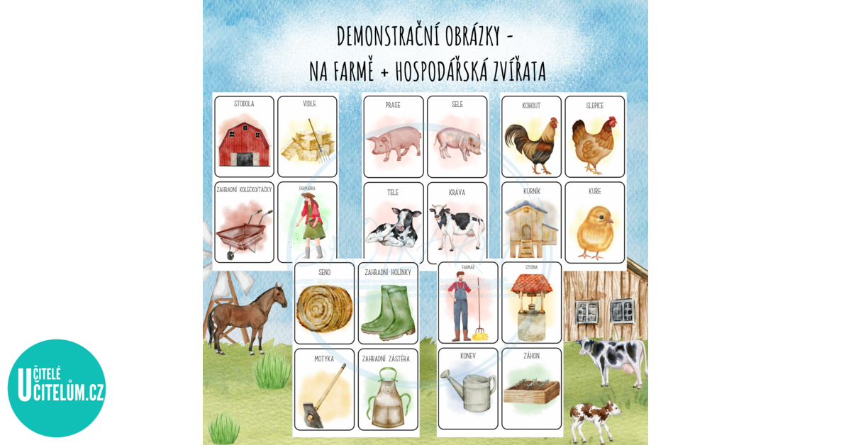 DEMONSTRAČNÍ OBRÁZKOVÉ KARTY - NA FARMĚ + HOSPODÁŘSKÁ ZVÍŘATA ...