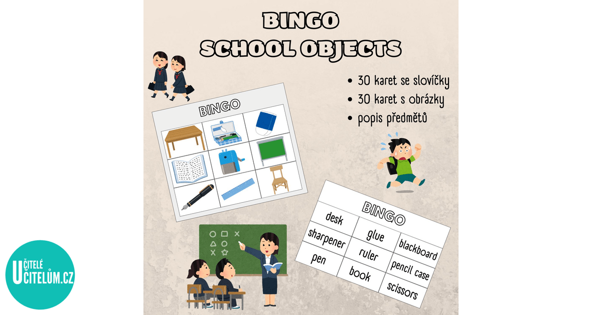 School objects - bingo - Anglický jazyk | UčiteléUčitelům.cz