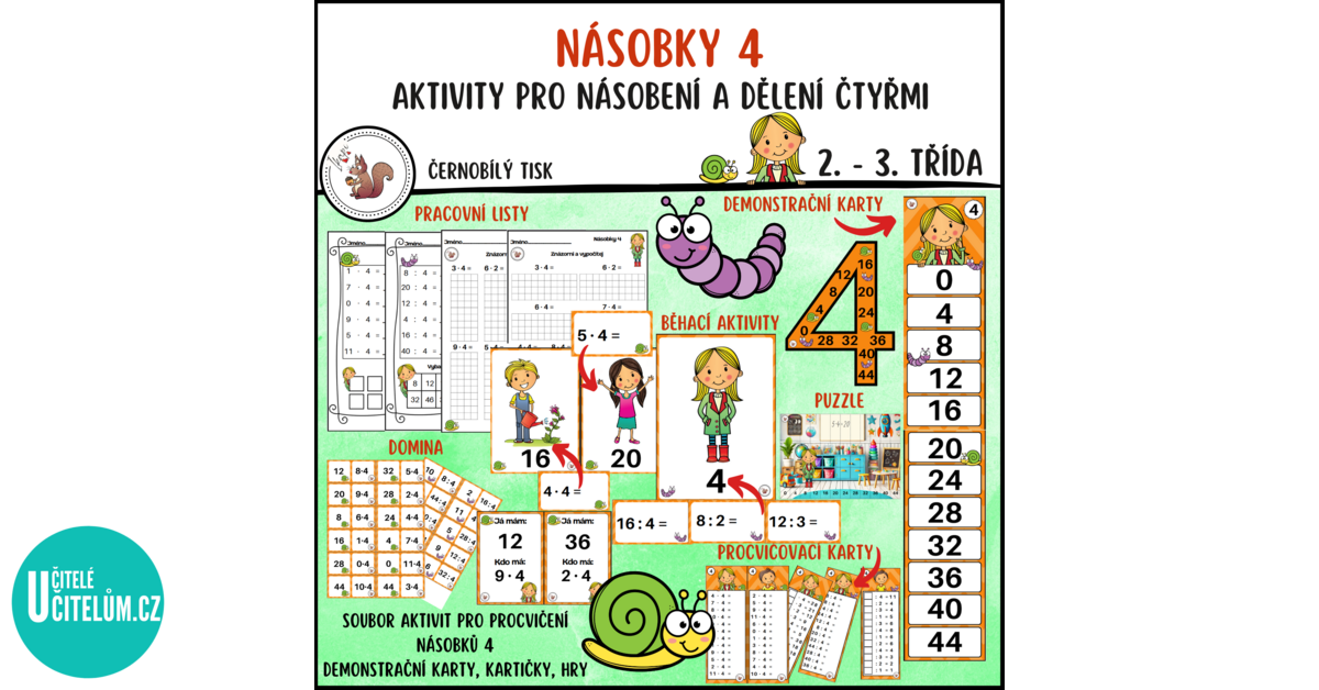 Násobky 4 - malá násobilka - Matematika | UčiteléUčitelům.cz