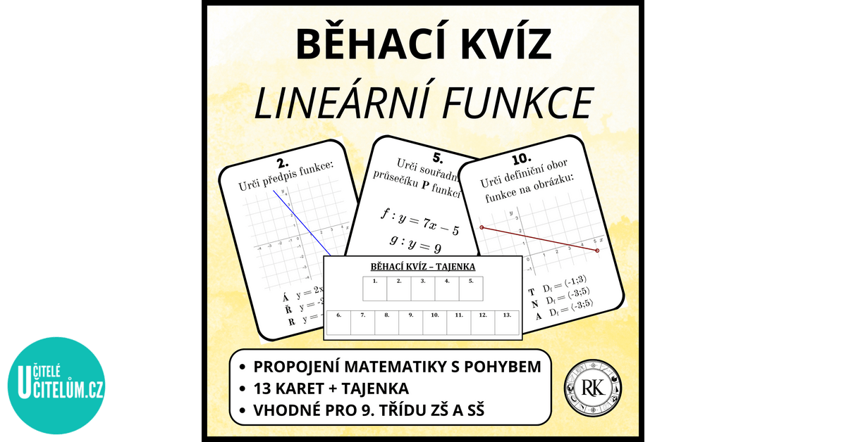 Lineární funkce - Běhací kvíz - Matematika | UčiteléUčitelům.cz