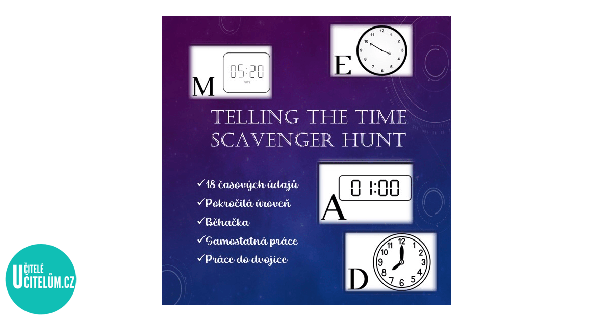 Telling the time - scavenger hunt - běhačka - Anglický jazyk ...
