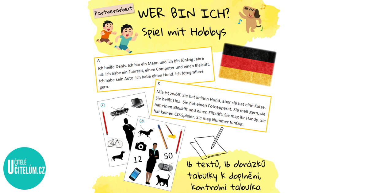 Wer bin ich? (Spiel mit Hobbys) - Cizí jazyky | UčiteléUčitelům.cz