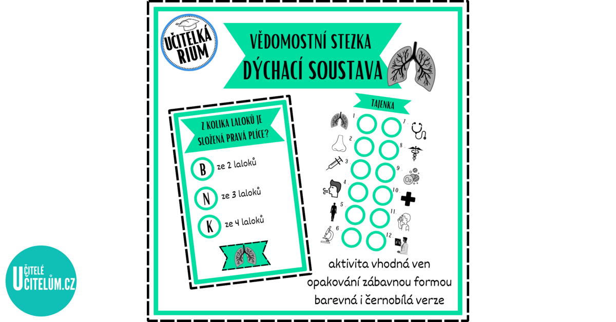 DÝCHACÍ SOUSTAVA - vědomostní stezka - Biologie | UčiteléUčitelům.cz