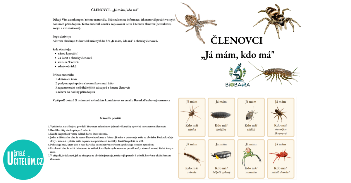 Členovci - "Já mám, kdo má" - Biologie | UčiteléUčitelům.cz
