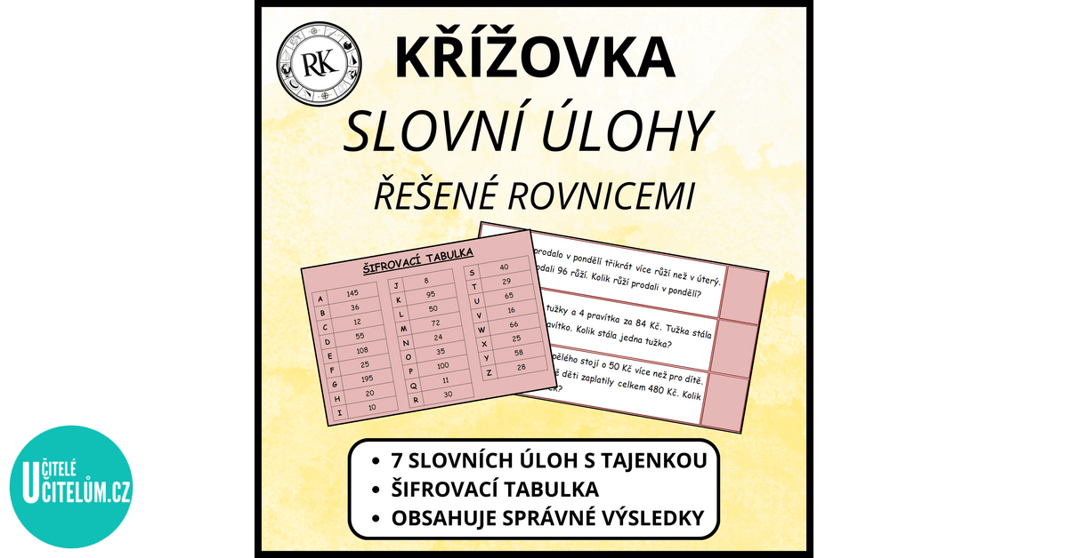 Slovní úlohy - Křížovka - Matematika | UčiteléUčitelům.cz
