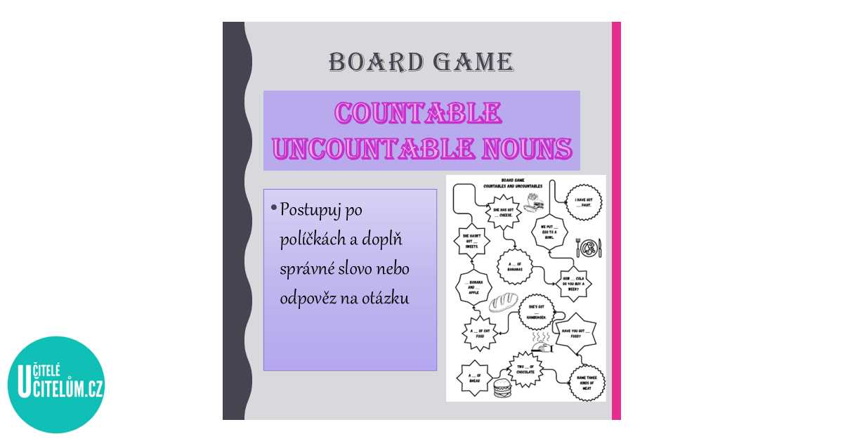 Board game - countable and uncountable nouns - Anglický jazyk ...