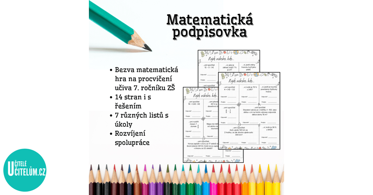 Matematická podpisovka 7.tř. - Matematika | UčiteléUčitelům.cz