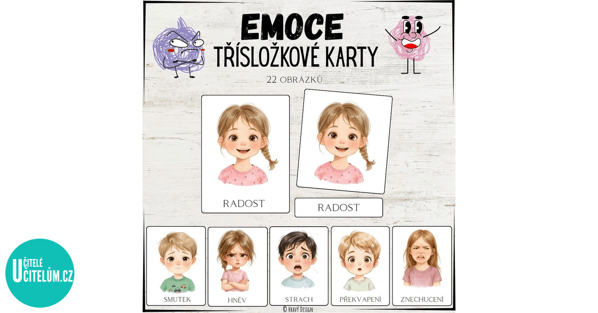 Emoce - Třísložkové karty - Nezařazené k předmětu | UčiteléUčitelům.cz