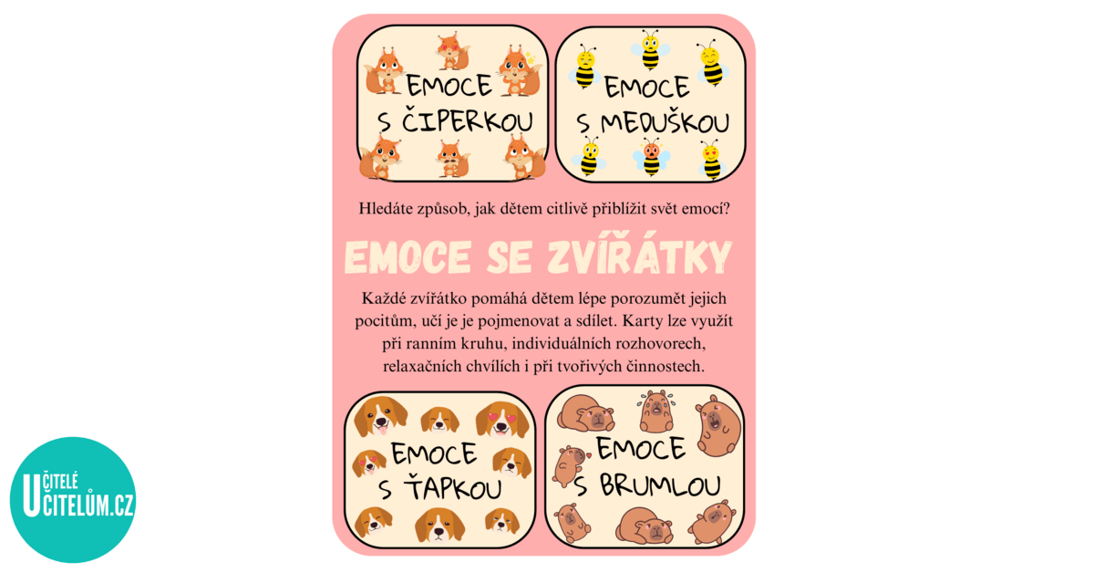 Emoce - karty, zvířátka - Nezařazené k předmětu | UčiteléUčitelům.cz