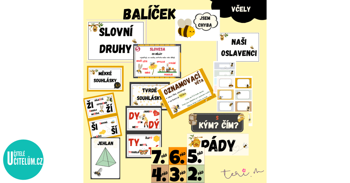 VČELY balíček - výzdoba + třídní samospráva + pomůcky - Český jazyk ...