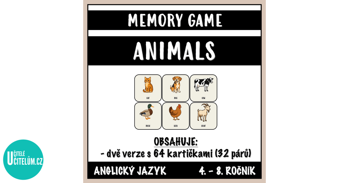 Pexeso - Animals - Anglický jazyk | UčiteléUčitelům.cz