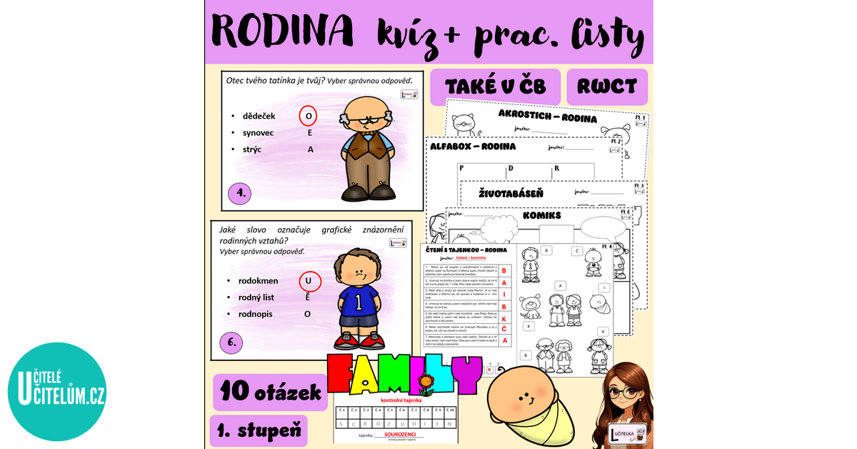 Rodina - edukační kvíz a pracovní listy - Český jazyk | UčiteléUčitelům.cz