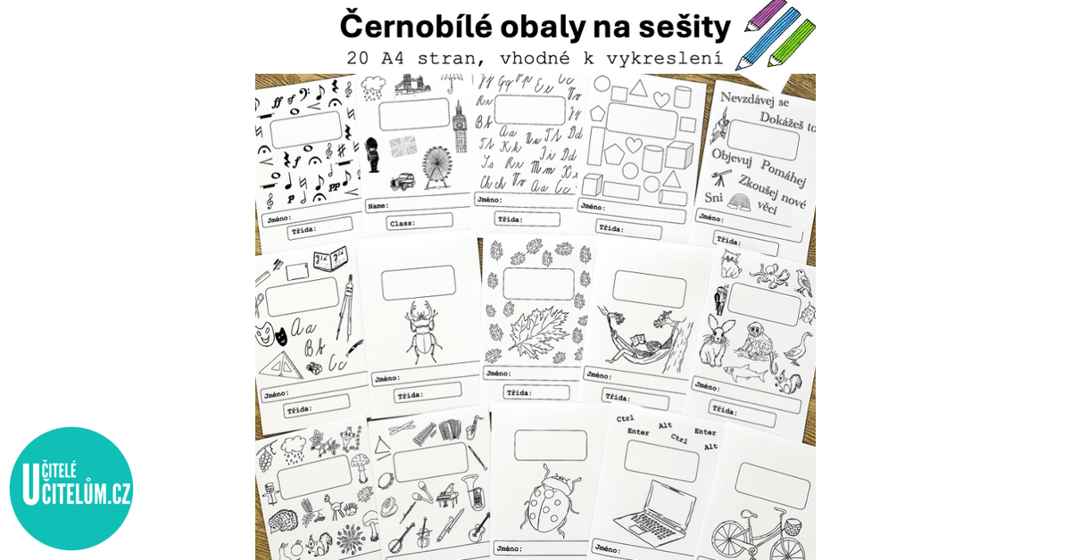 Obaly na sešity - černobílé - Nezařazené k předmětu | UčiteléUčitelům.cz