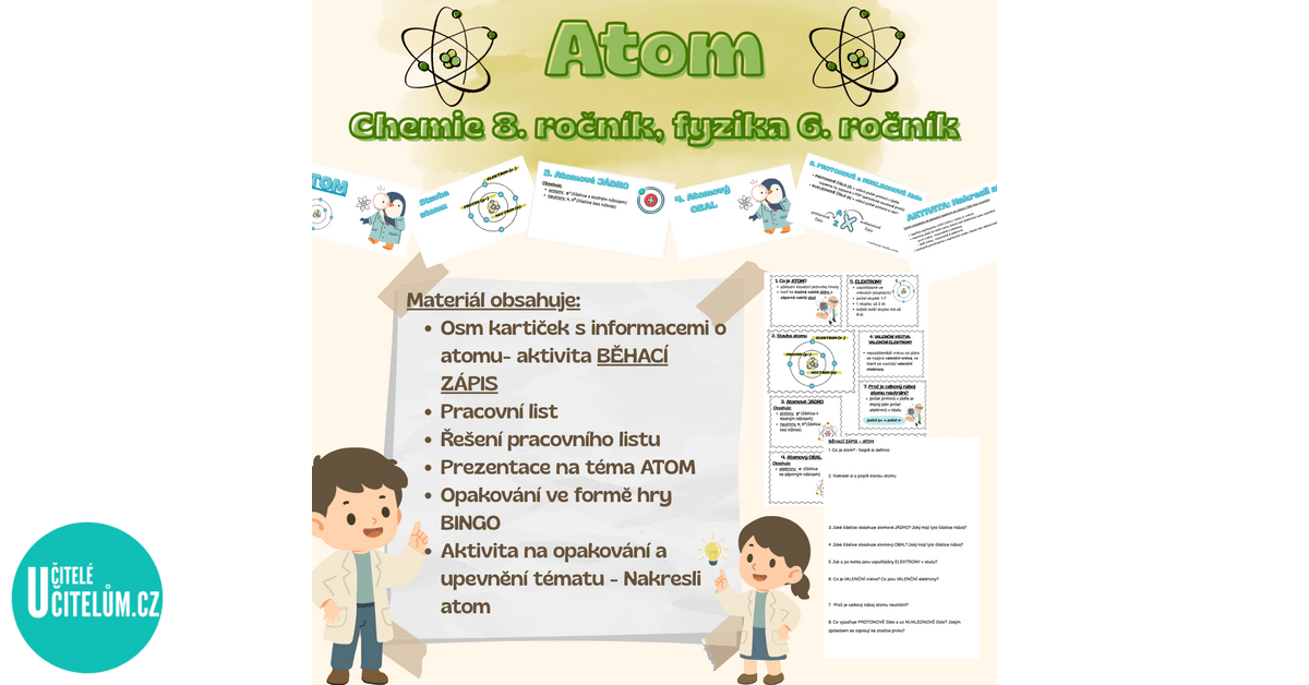 Atom - soubor aktivit - Chemie | UčiteléUčitelům.cz