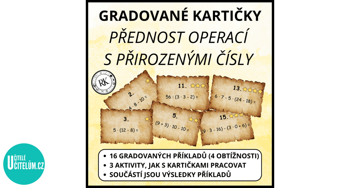 Přirozená čísla - přednost operací (gradované kartičky) - Matematika ...