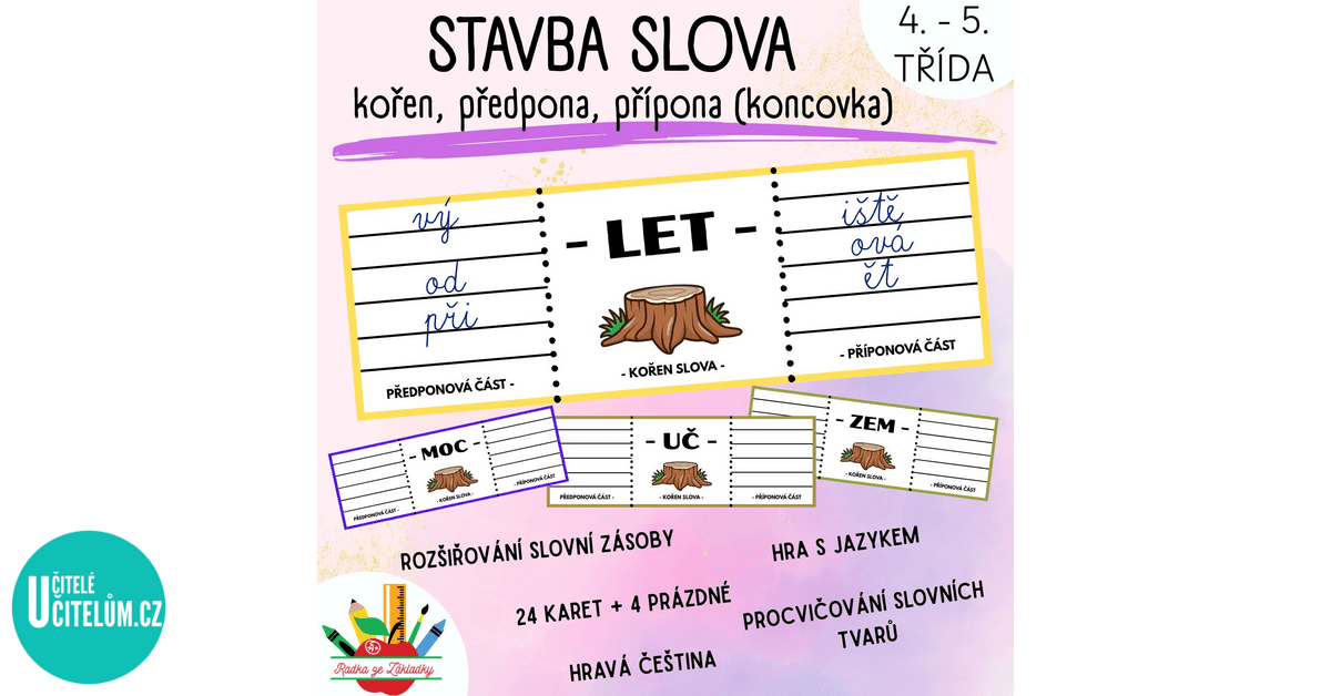 STAVBA SLOVA - Kořen, předpony a přípony - Český jazyk | UčiteléUčitelům.cz