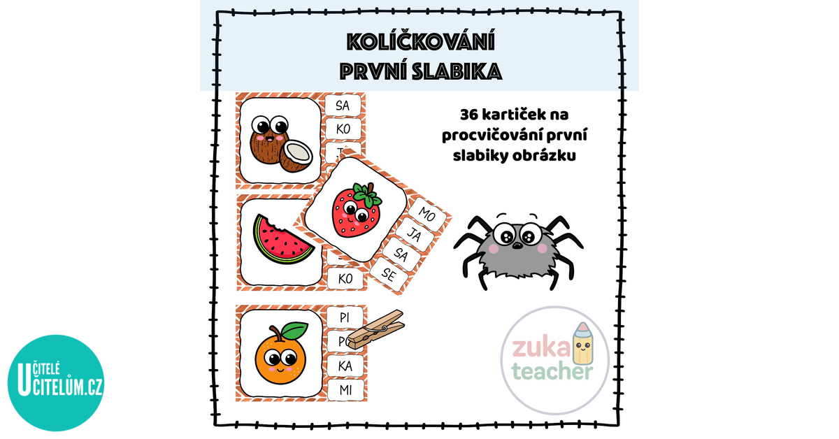 Kolíčkování - První slabika - Český jazyk | UčiteléUčitelům.cz