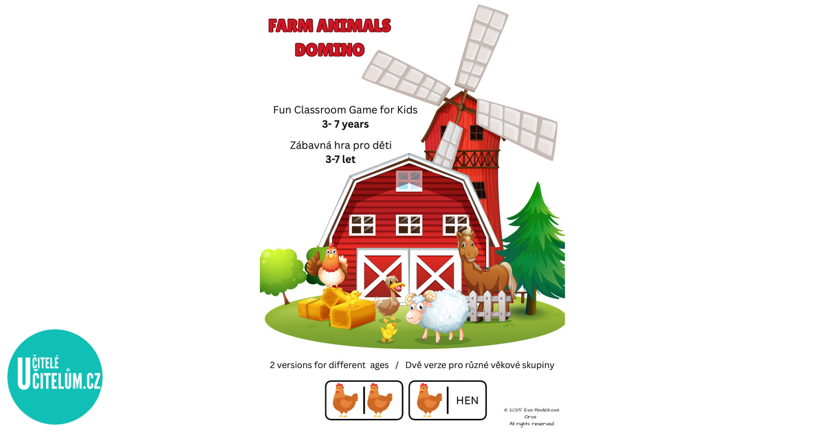 Farm Animals- Domino - Anglický jazyk | UčiteléUčitelům.cz