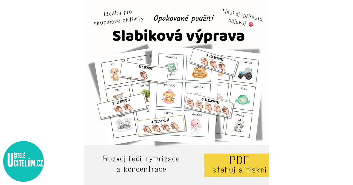 Slabiková výprava 👏 — kartičky pro tleskání a přiřazování slabik (1–5 ...