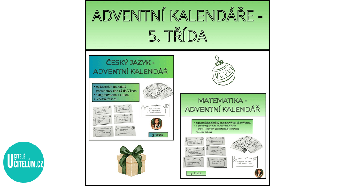 Adventní kalendáře ČJ + M 5. třída - Český jazyk | UčiteléUčitelům.cz