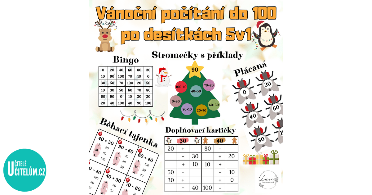 Vánoční POČÍTÁNÍ DO 100 po desítkách - Matematika | UčiteléUčitelům.cz