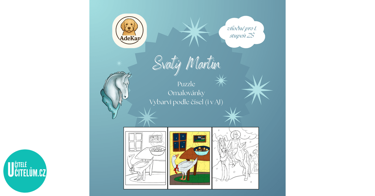 Svatý Martin - puzzle, omalovánky - Anglický jazyk | UčiteléUčitelům.cz