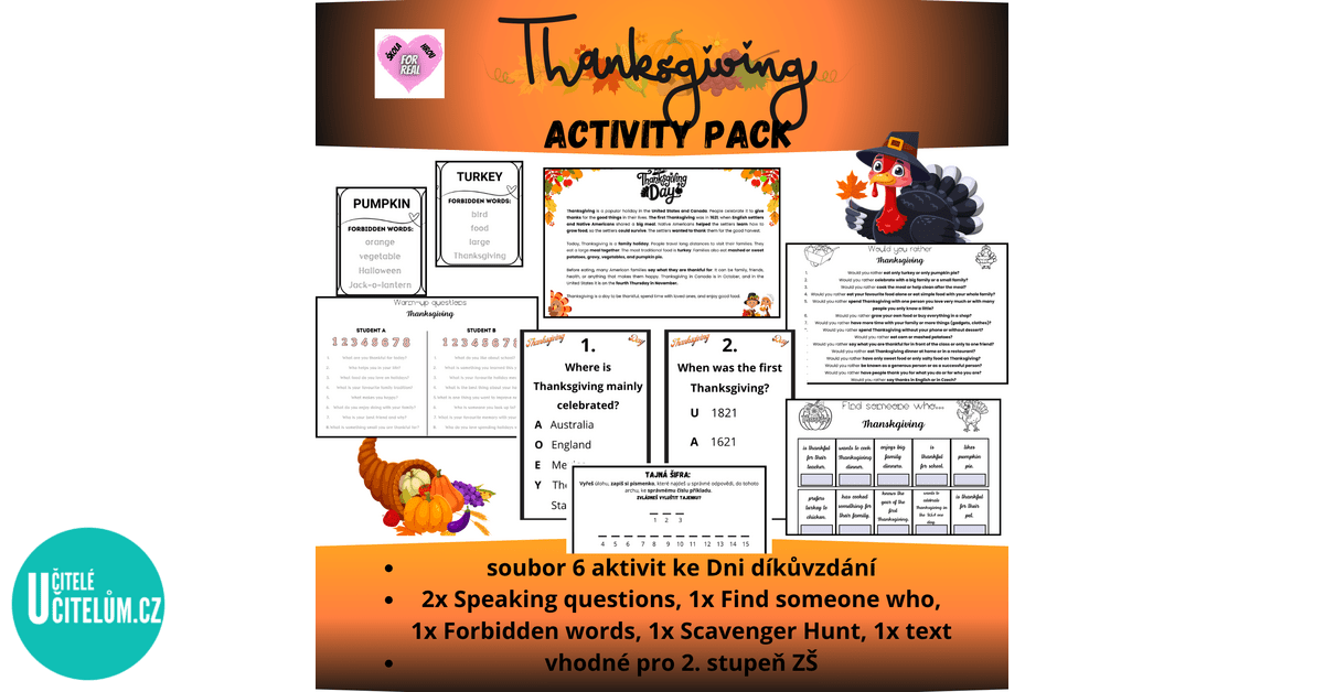 Thanksgiving day activity pack - Anglický jazyk | UčiteléUčitelům.cz