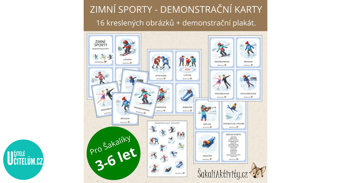 Zimní sporty - kreslené - demonstrační karty - Nezařazené k předmětu ...
