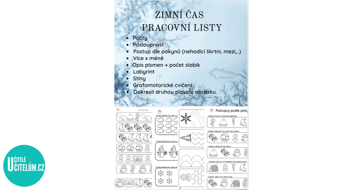 Zimní čas- pracovní listy - Grafomotorika | UčiteléUčitelům.cz