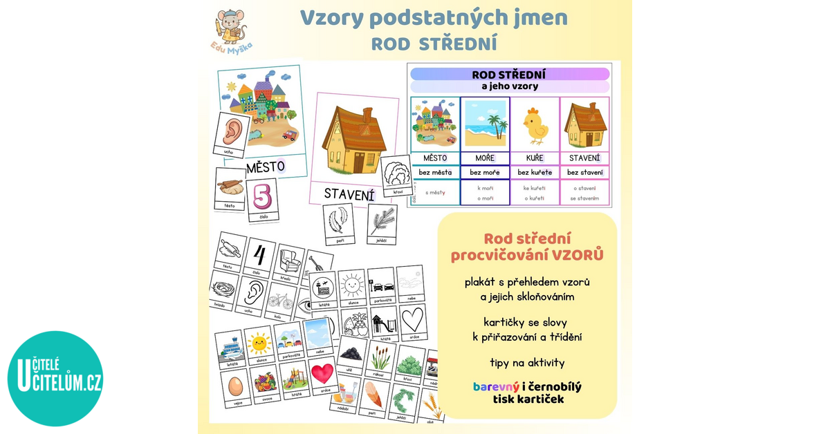 Vzory podstatných jmen - ROD STŘEDNÍ - Český jazyk - gramatika ...
