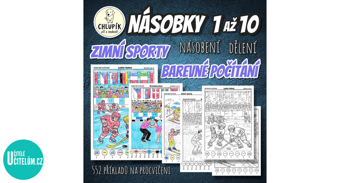 BAREVNÉ POČÍTÁNÍ, ZIMNÍ SPORTY - násobky 1 až 10 - Matematika ...
