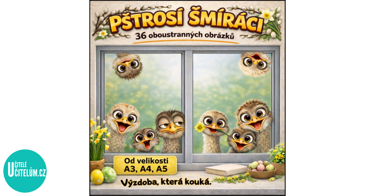 Výzdoba do oken - Pštrosí šmíráci - velikost A3, A4, A5 - Přírodověda ...
