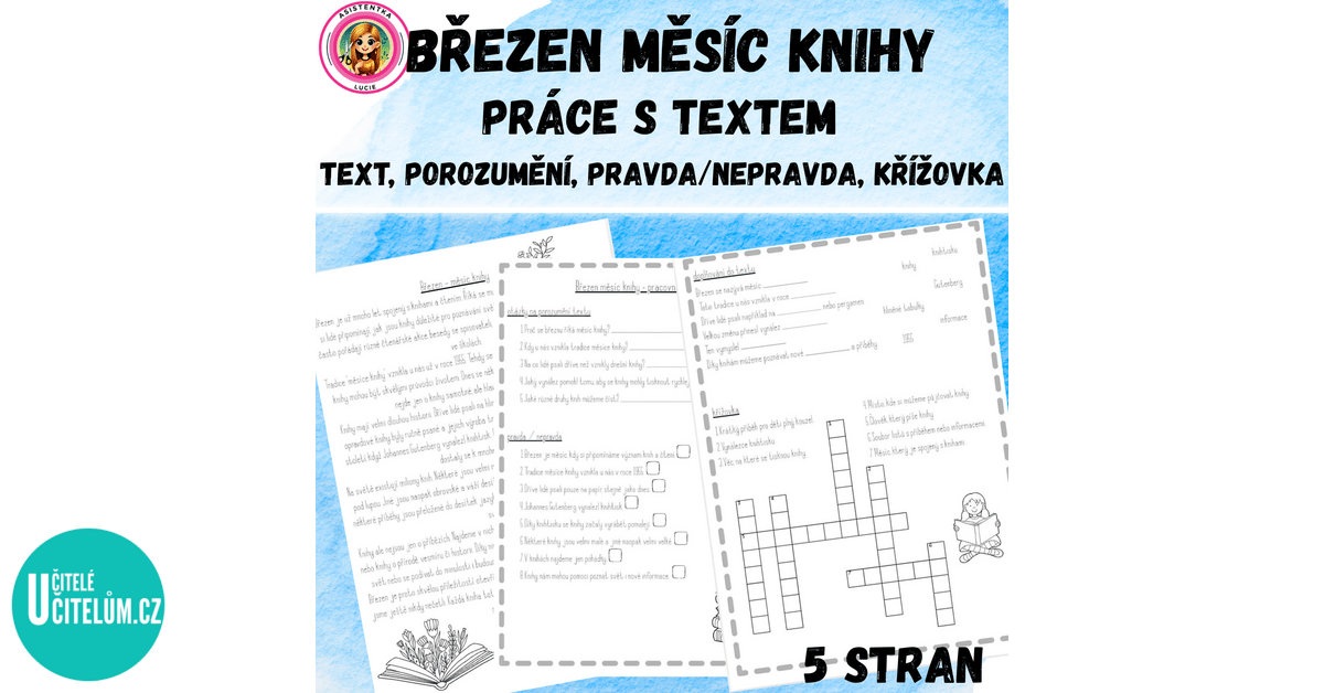 Březen - měsíc knihy - práce s textem - Český jazyk | UčiteléUčitelům.cz